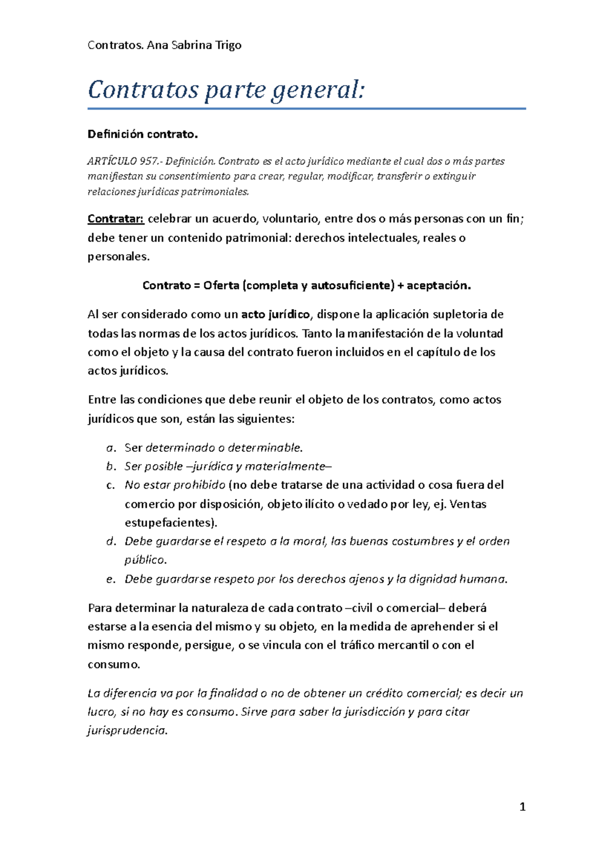 Contratos parte general - Contratos parte general: Definición contrato ...