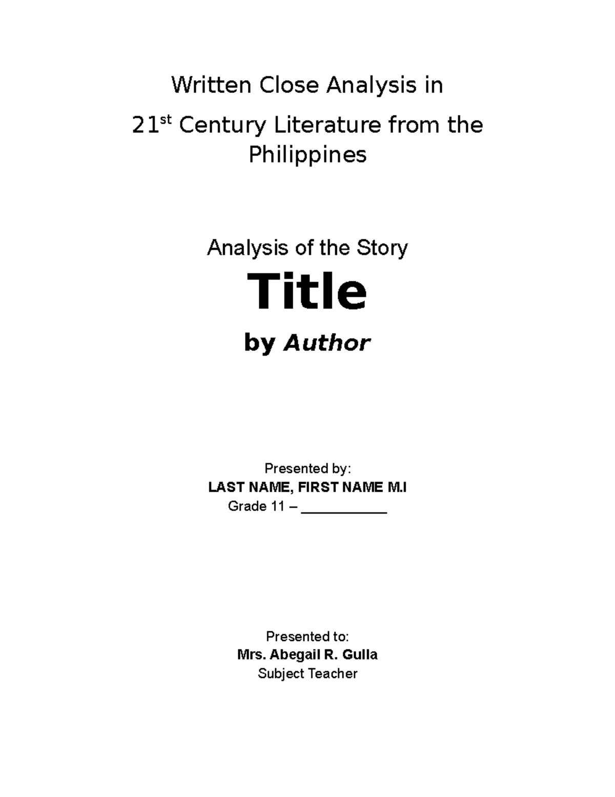 Written Close Analysis Format An audit refers to the systematic and ...