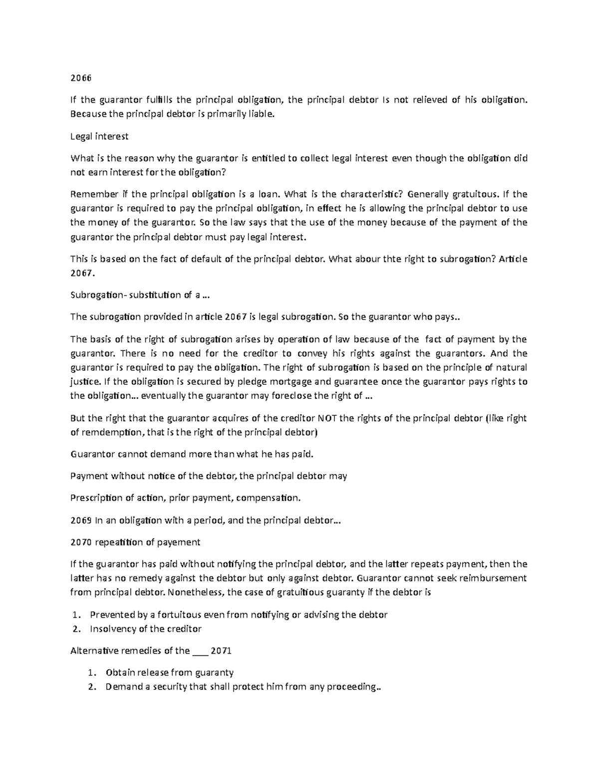 Lecture 2066 - 2066 If the guarantor fulfills the principal obligation ...