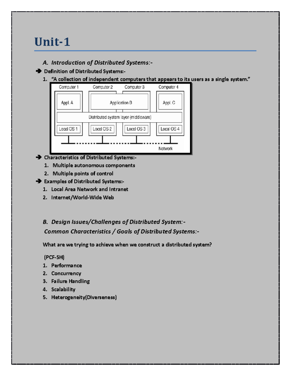 Distributed System Notes 1-1 - Unit- A. Introduction of Distributed ...