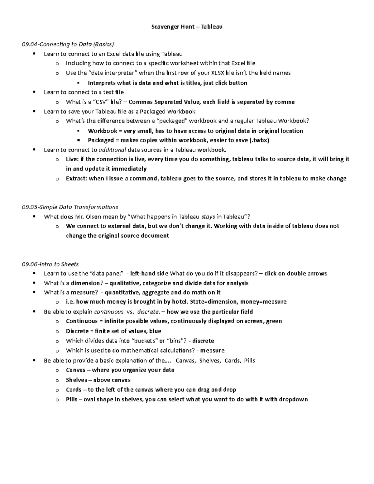 Scavenger Hunt 09-Tableau - Scavenger Hunt – Tableau 09-Connecting to ...
