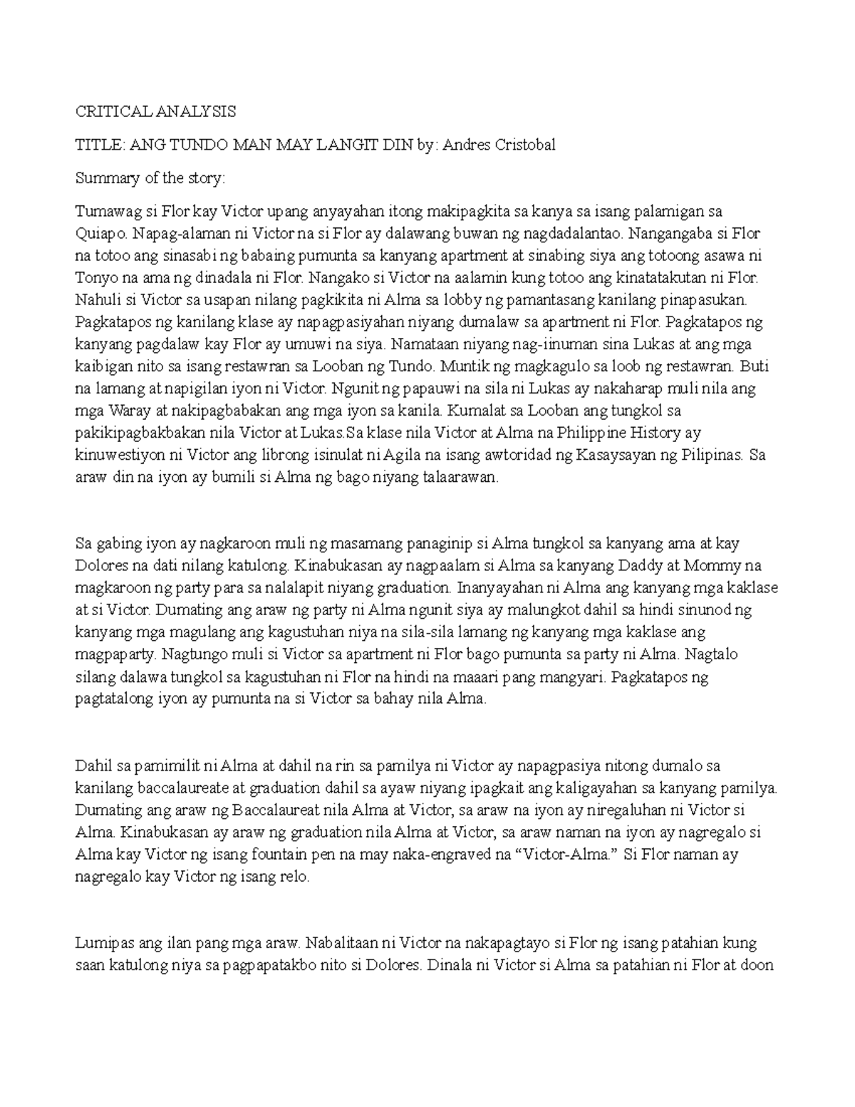 ANG TUNDO MAN MAY LANGIT DIN - Napag-alaman ni Victor na si Flor ay ...