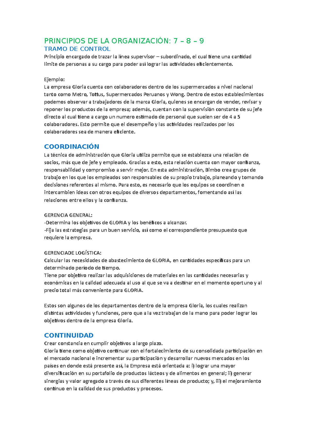 Principios DE LA Organización - PRINCIPIOS DE LA ORGANIZACIÓN: 7 – 8 ...