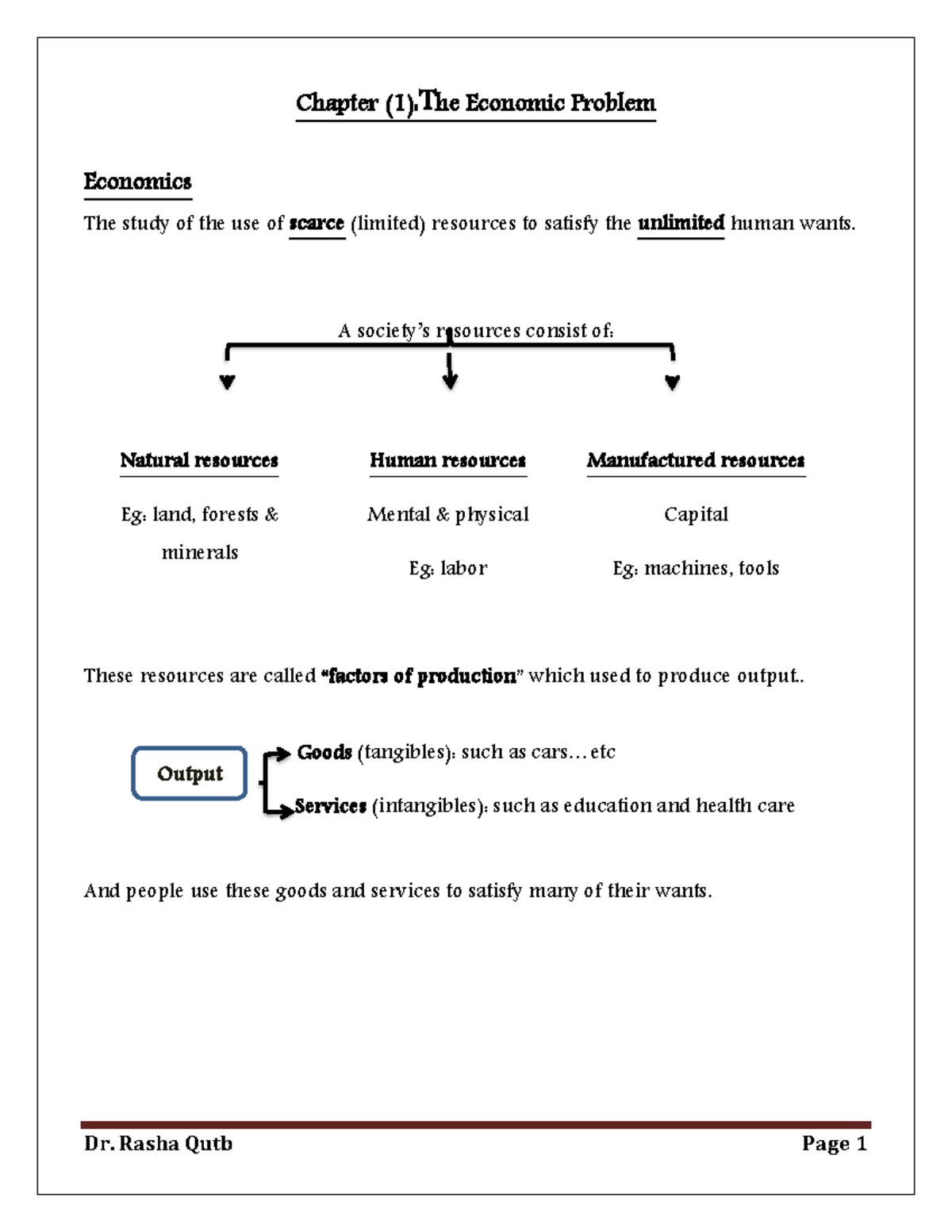 the economic problem - Chapter (1):The Economic Problem Economics The ...