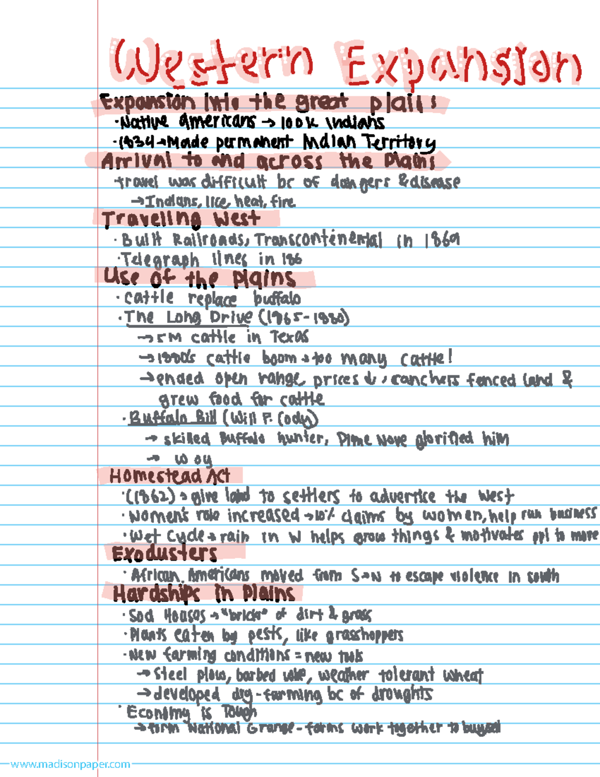 Apush 1-10 Notes - madisonpaper - Studocu