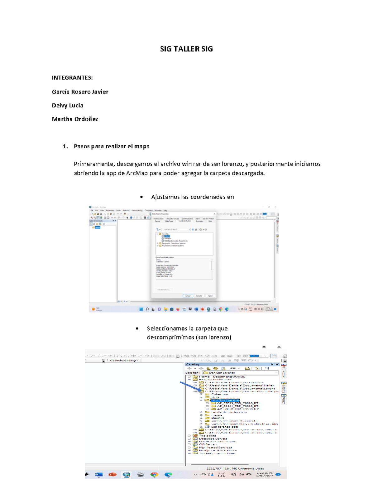 SIG Taller SIG - trabajo - SIG TALLER SIG INTEGRANTES: García Rosero ...