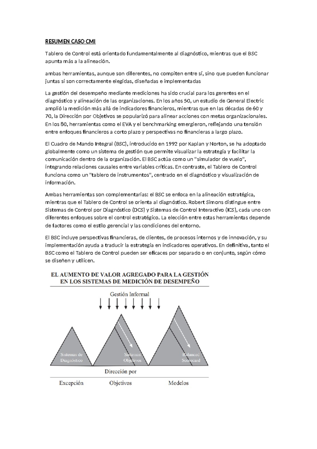 Resumen CASO CMI - RESUMEN CASO CMI Tablero de Control está orientado ...