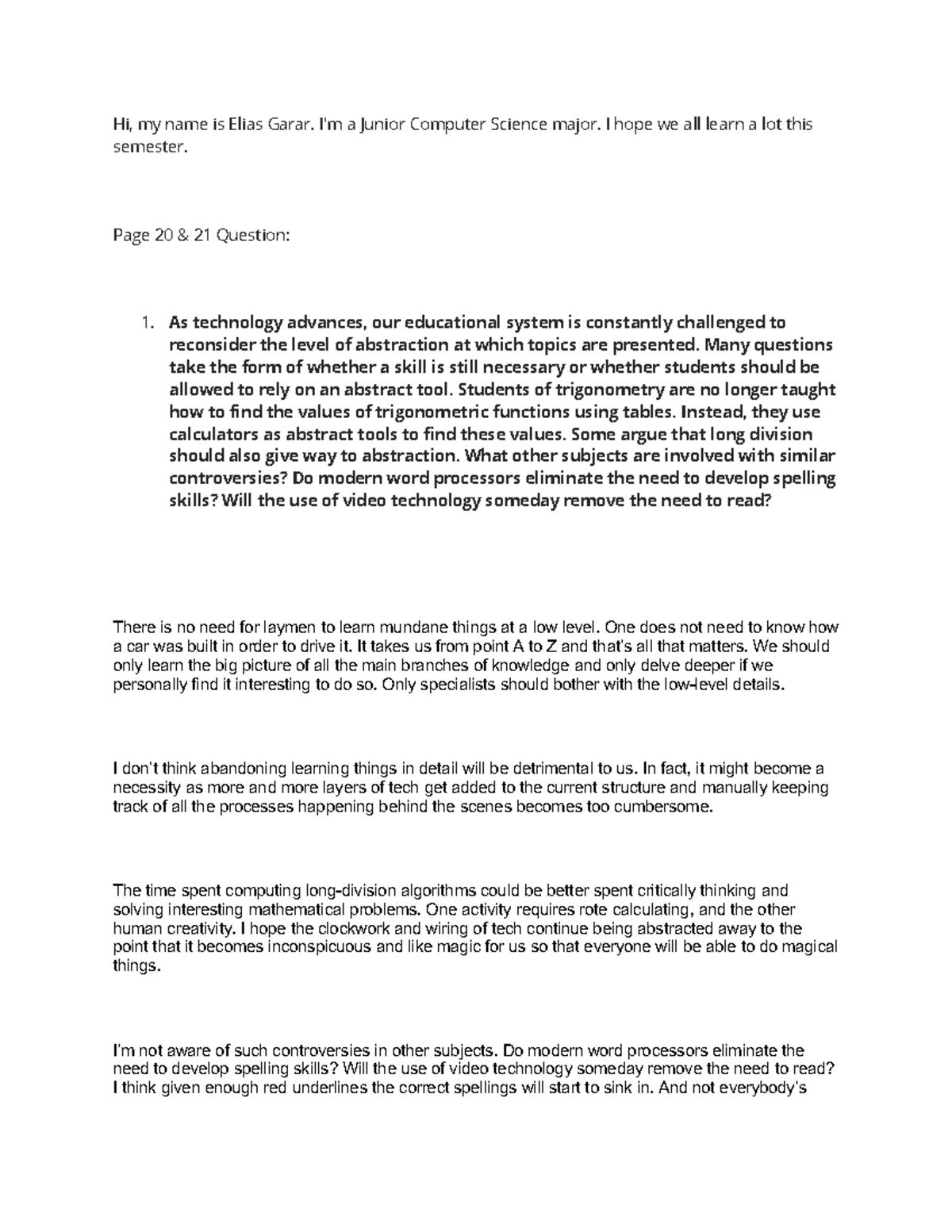 Doc2 - Is class assignment that was turned into a discussion then an ...