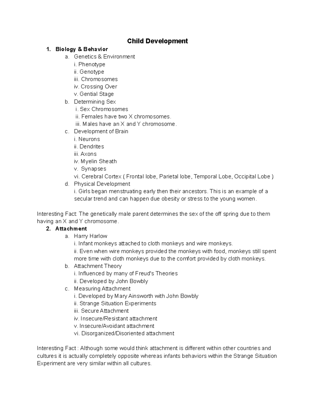 Outline 3 - Child Psych 2700 - Child Development Biology & Behavior a ...