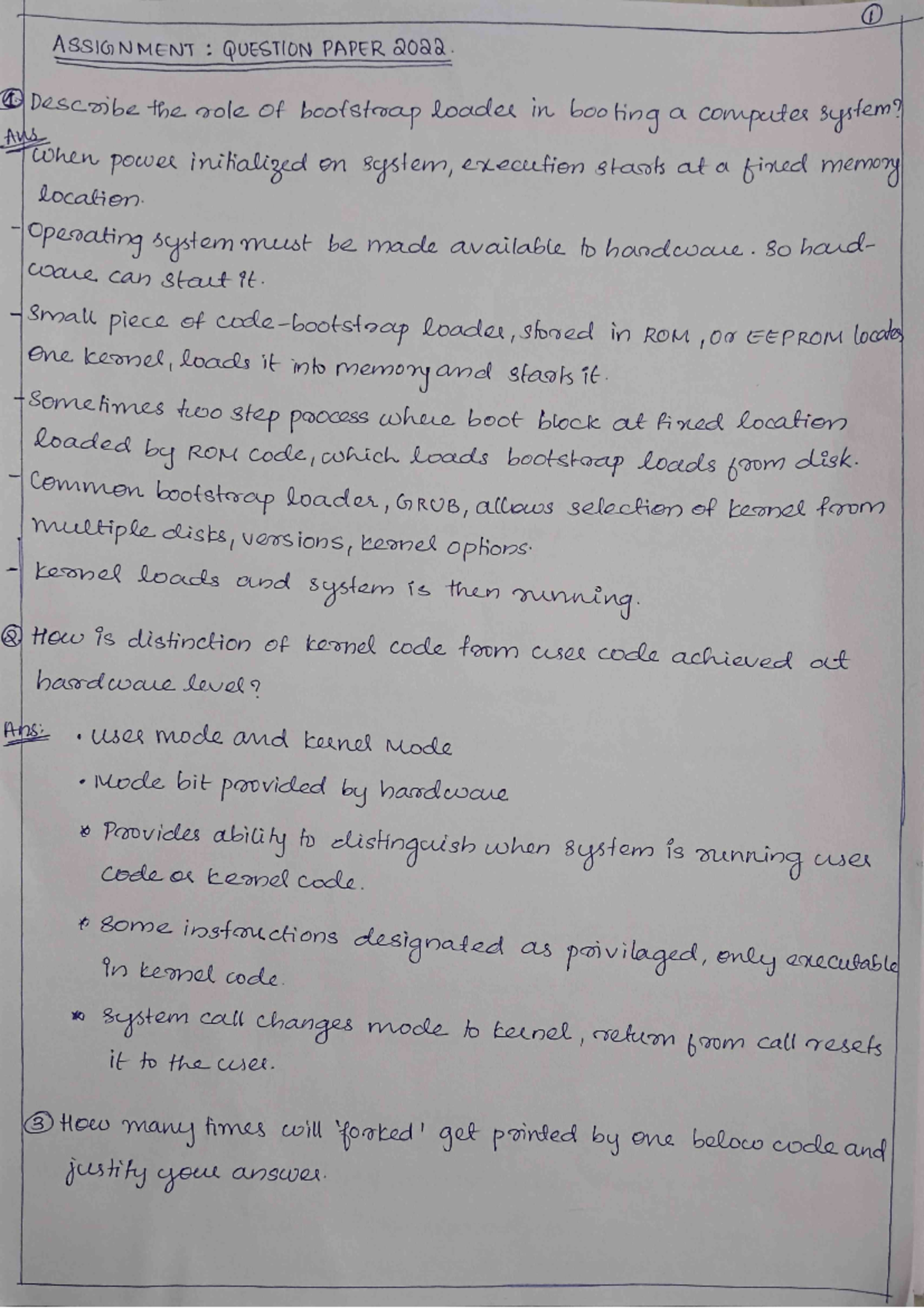 2022 os answer key - 1 ASSIGNMENT : QUESTION PAPER 2022. G Describe the ...