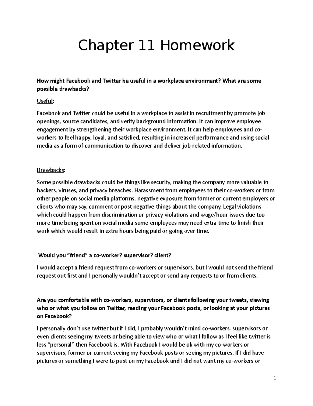 Chapter 11 Homework- Recovery - Chapter 11 Homework How might Facebook ...