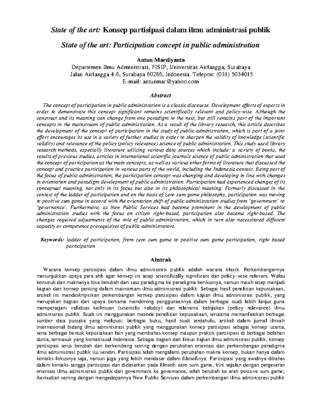 State of the art- konsep partisipasi dalam ilmu administrasi publik ...