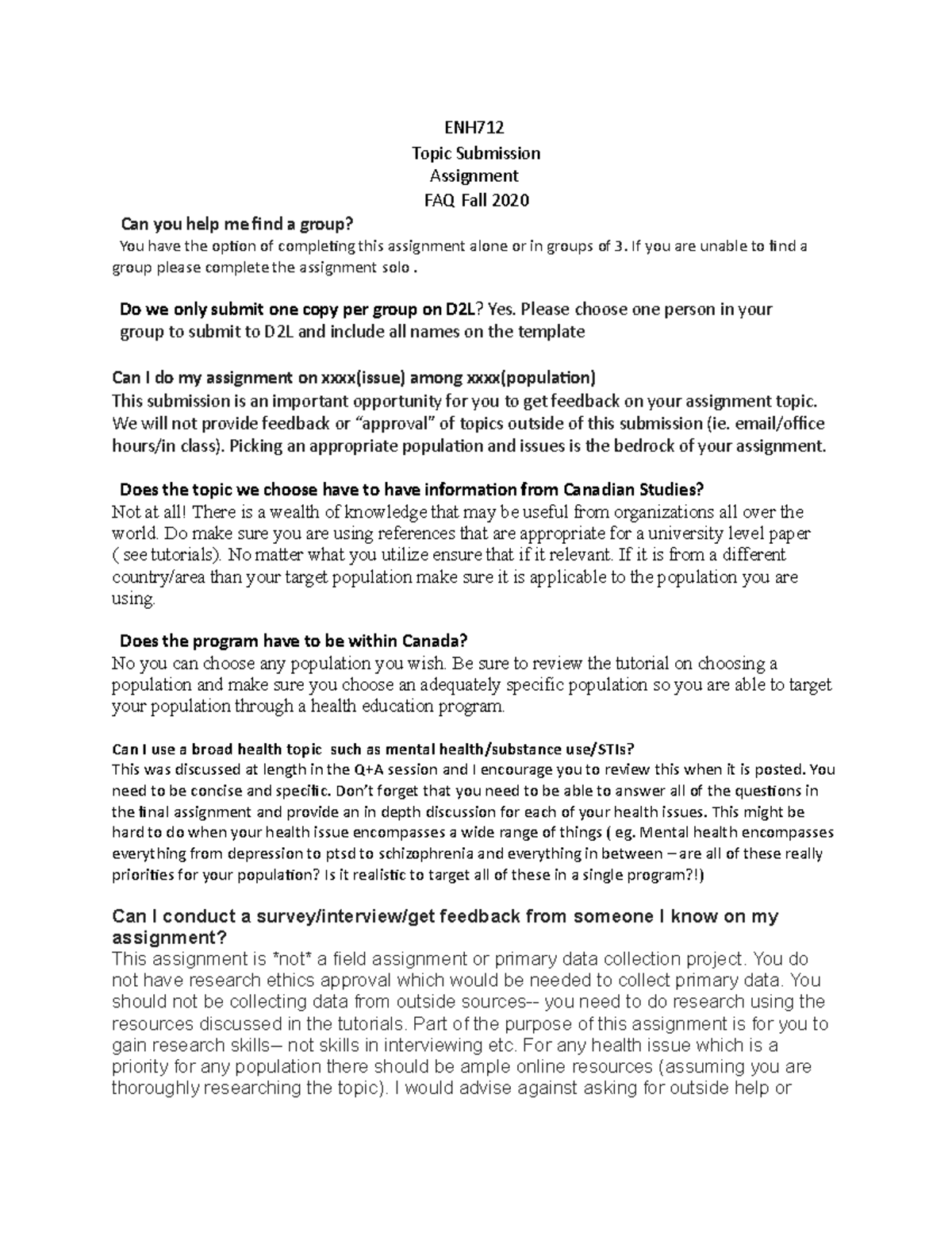10-01-2020Assignment 1FAQ - ENH Topic Submission Assignment FAQ Fall ...