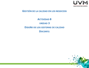 A6 Gestión de la calidad en los negocios - Actividad 6. Proyecto integrador etapa 2 Nombre del ...
