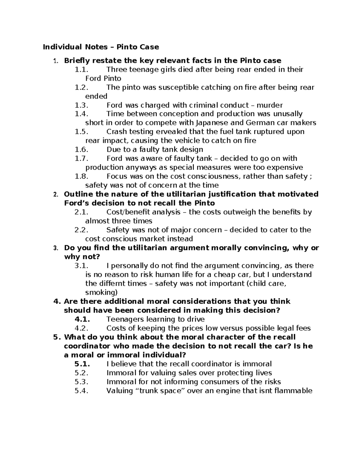 Pinto case - individual notes - Individual Notes – Pinto Case 1 ...
