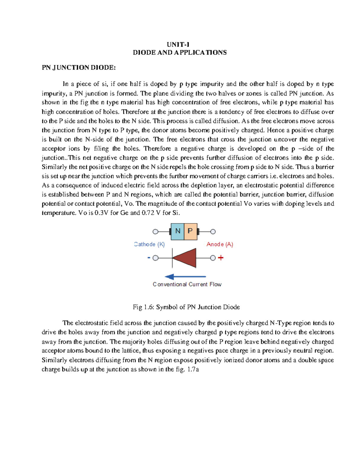 ADE UNIT-I - ade unit 1 - UNIT-I DIODE AND APPLICATIONS PN JUNCTION ...