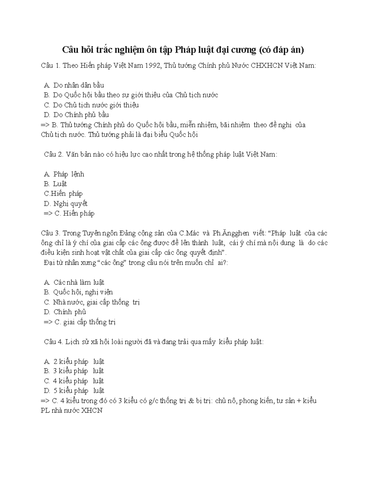 2-trac-nghiem-phap-luat-dai-cuong-vieclamvui-đã chuyển đổi - Câu hỏi trắc nghiệm ôn tập Pháp ...
