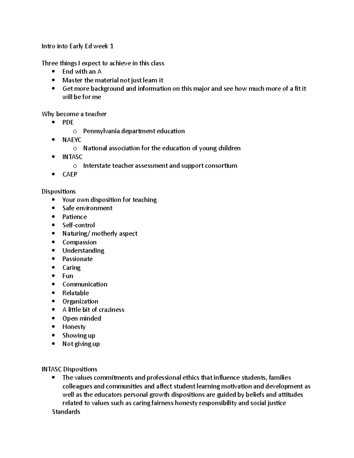 Intro Into Early Ed Week 1 Studocu