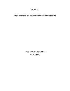 ELEC 3105 Lab 1 - Lab 1 Report - Numerical Solution to Laplace’s ...