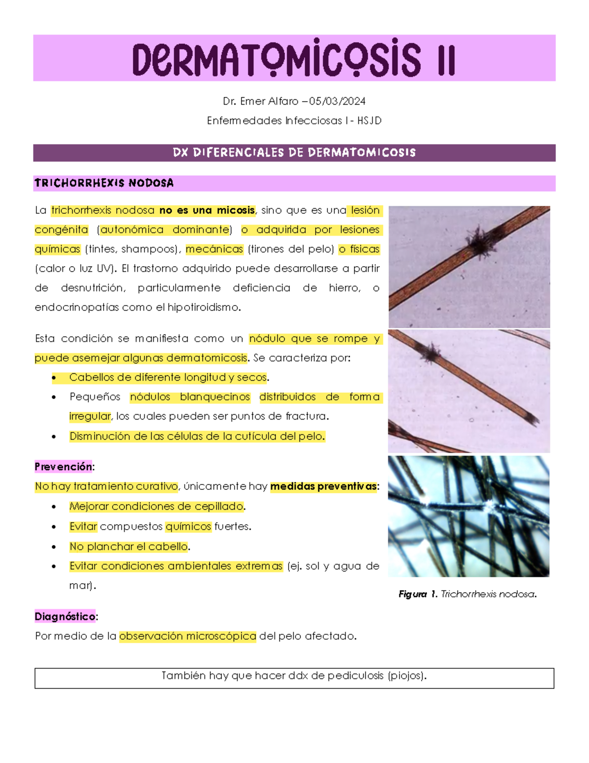 IN16. Dermatomicosis II, Dr. Alfaro - Dermatomicosis II Dr. Emer Alfaro ...