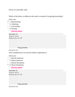Final Exam (page 3 of 3) - Question 21 Answer saved Marked out of 1 ...