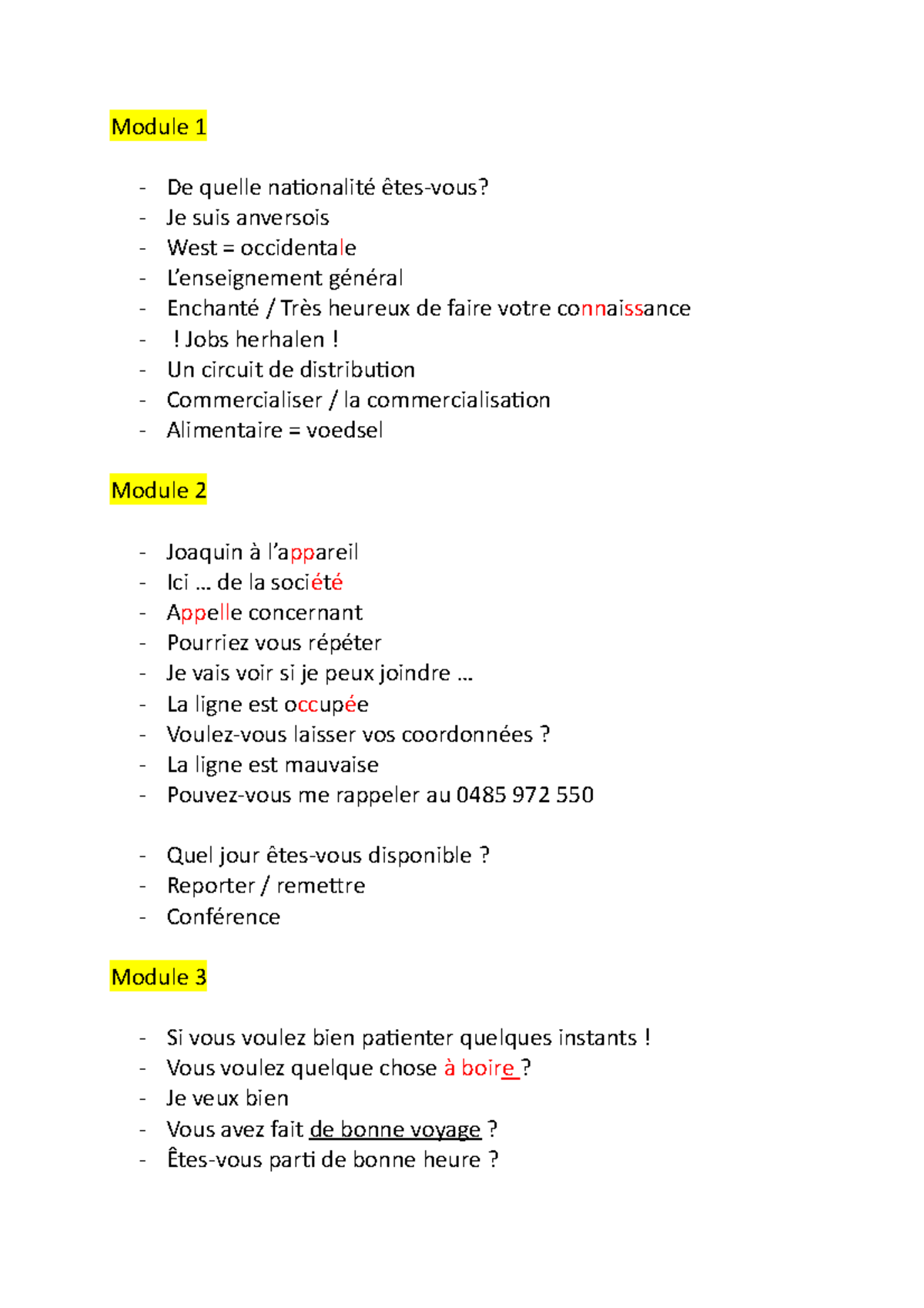 Frans moeilijke zinnen Herhalen - Module 1 De quelle nationalité êtes ...