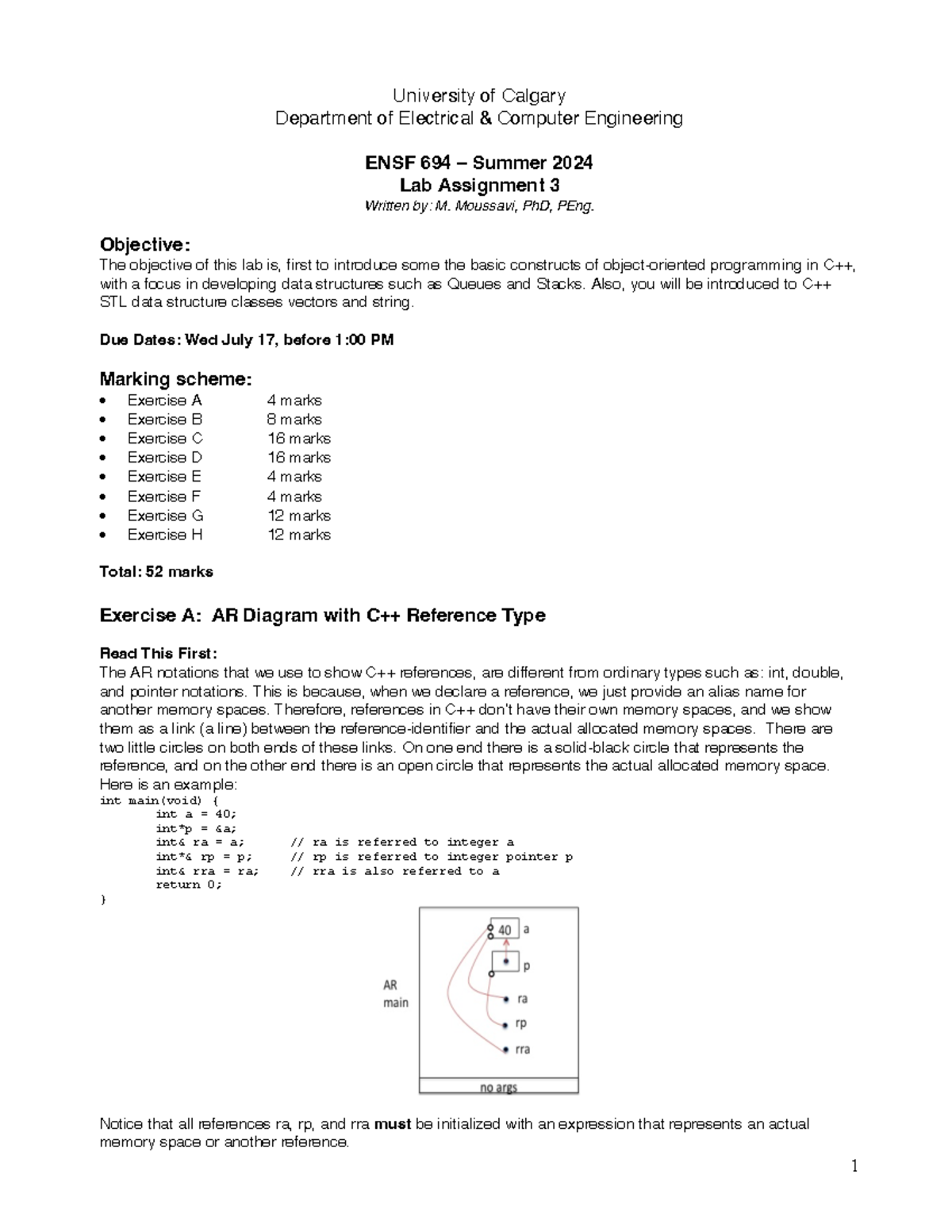 ENSF 694-lab3 - Lab Materials - University of Calgary Department of Electrical & Computer - Studocu