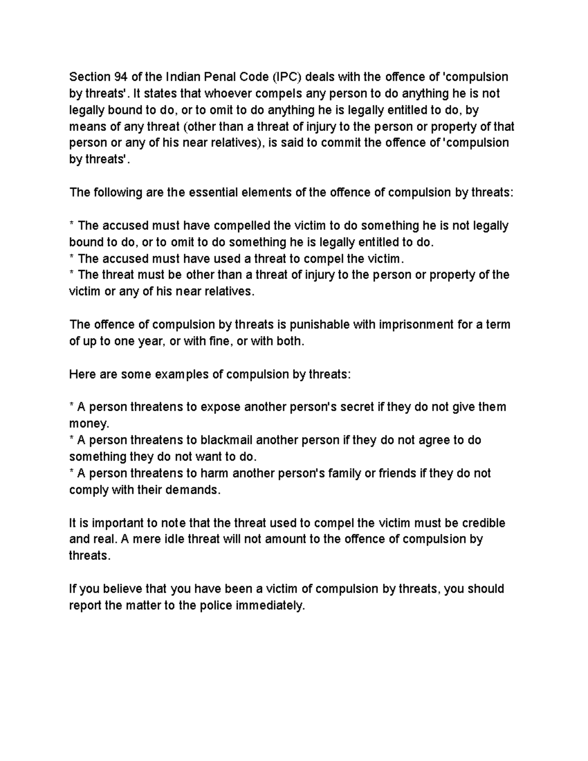 Sec. 94 of IPC - Section 94 of the Indian Penal Code (IPC) deals with ...