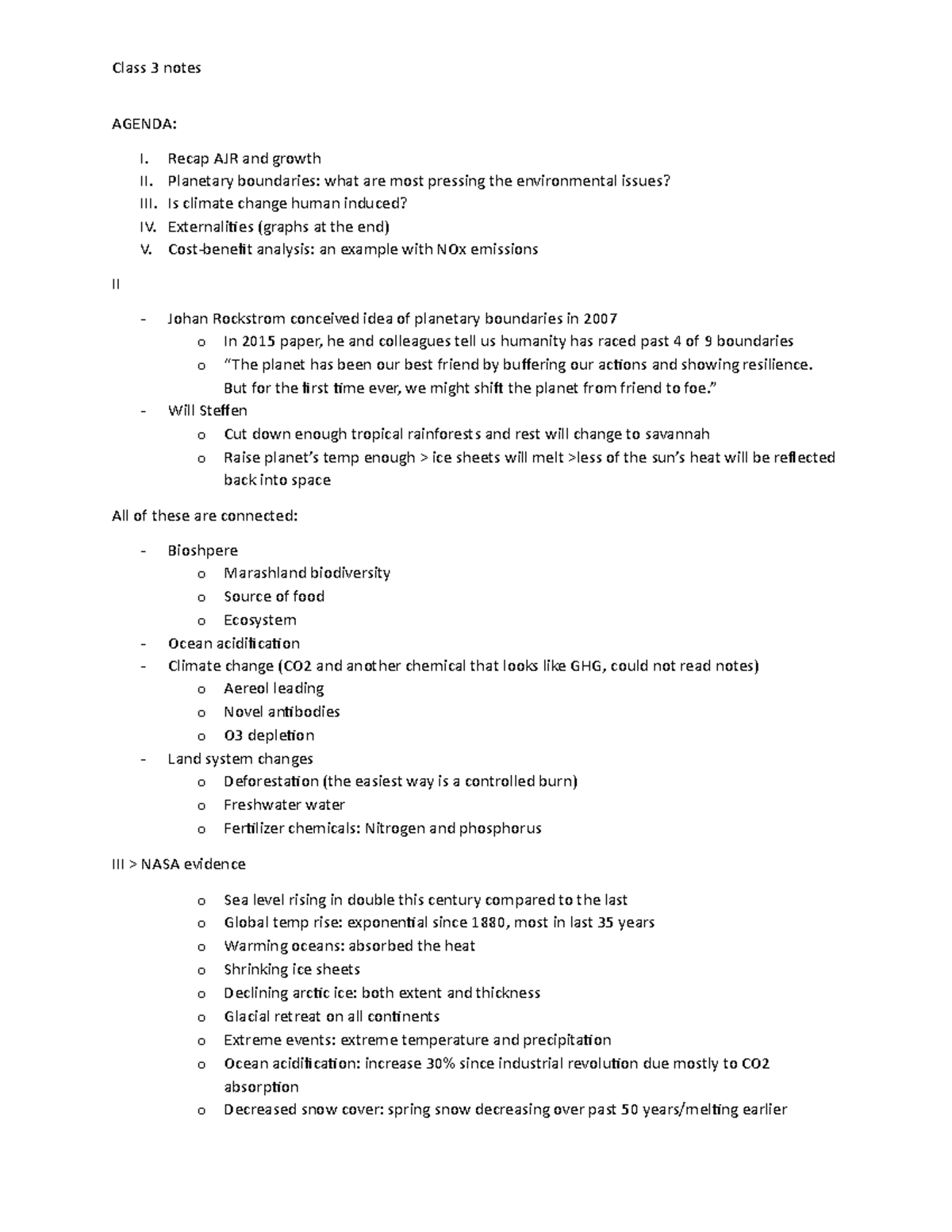 Class 3 notes - Class 3 notes AGENDA: I. Recap AJR and growth II ...