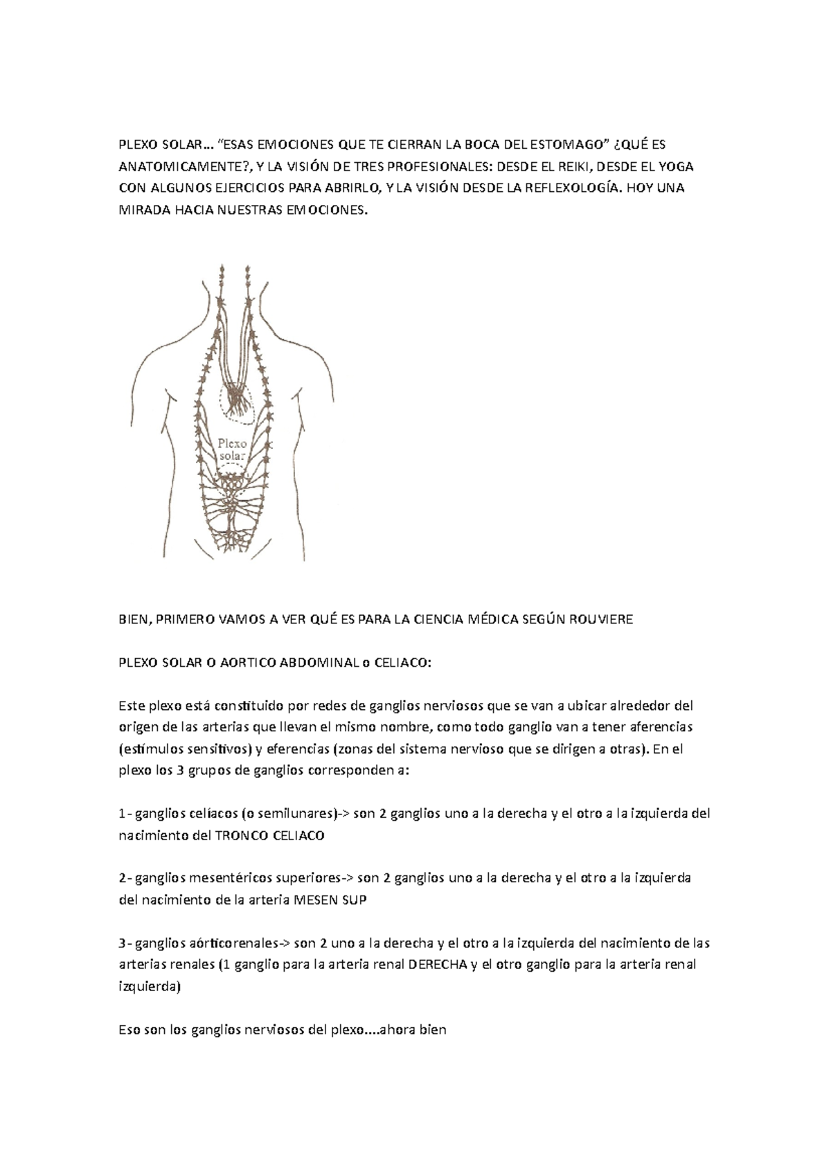 Plexo-solar - ANATOMIA - PLEXO SOLAR... “ESAS EMOCIONES QUE TE CIERRAN ...