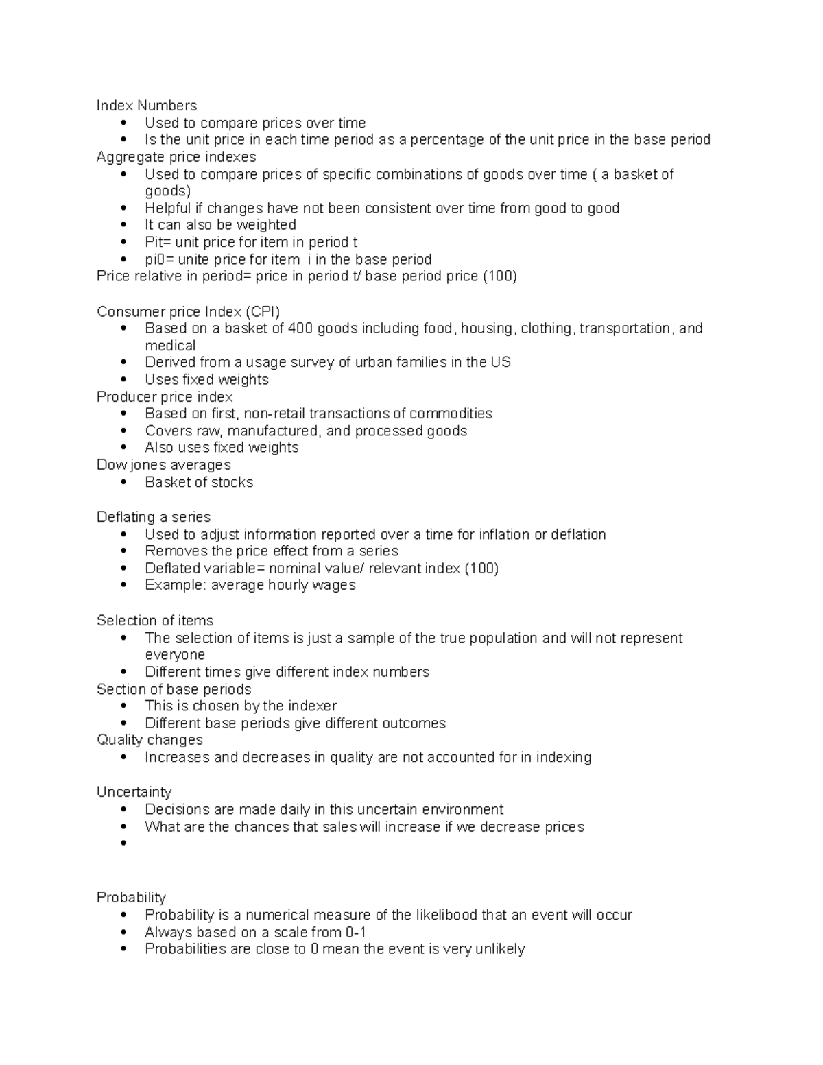Statistics Exam Index Numbers Used To Compare Prices Over Time Is The