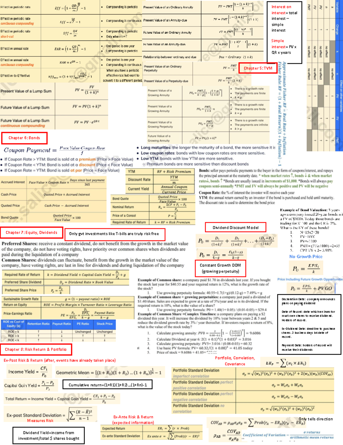 COMM308 Midterm 1 Cheat Sheet - Interest on interest= total interest ...