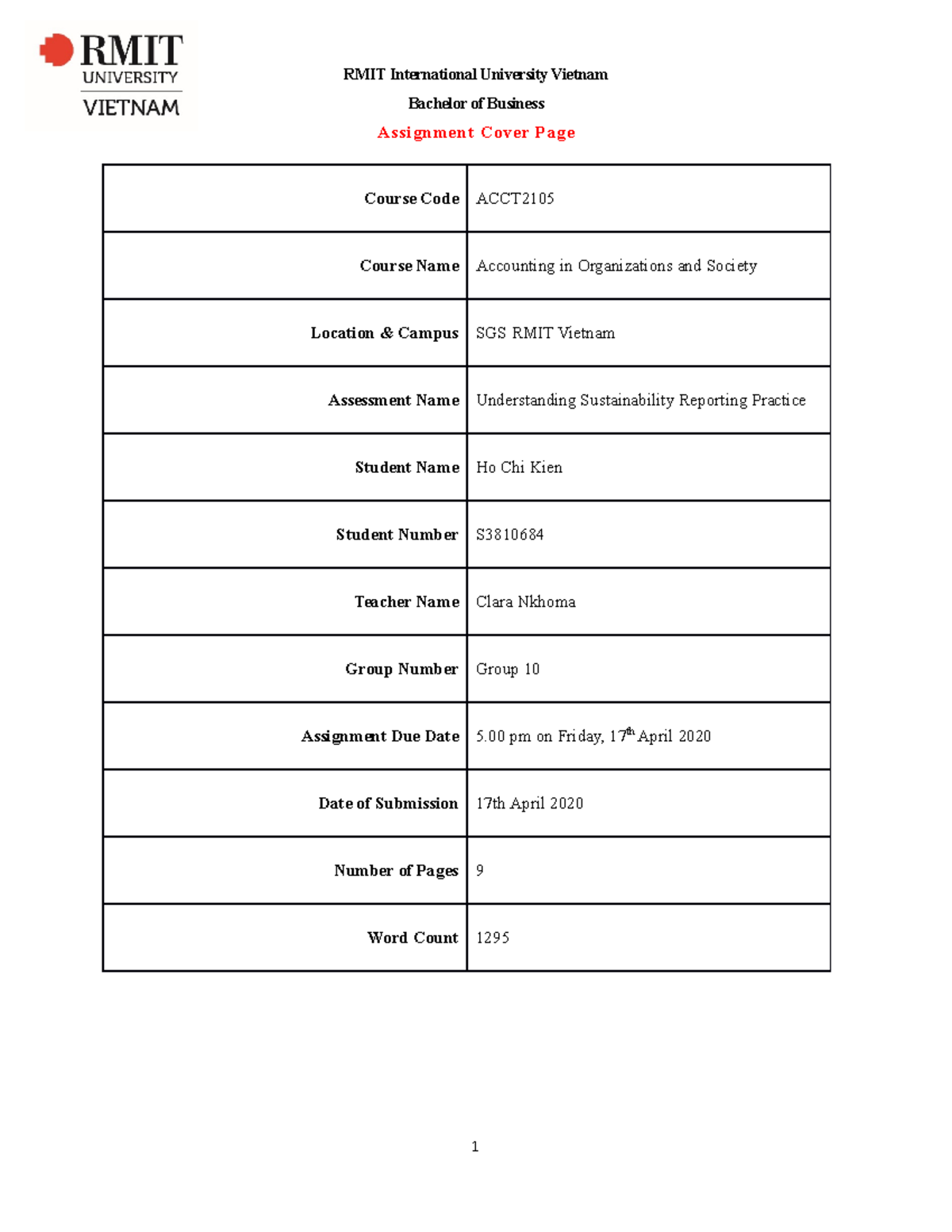Accounting-Asm 2 - Accounting in Organisations & Society - RMIT ...