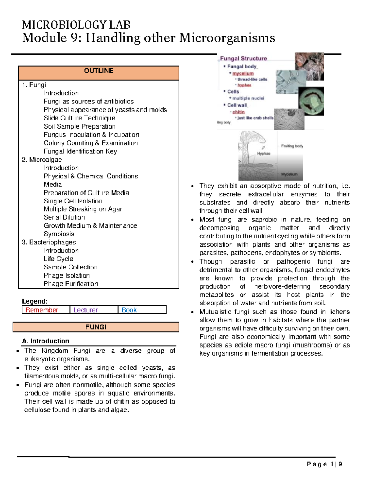 Bio425L Module 9 Handling other Microorganisms-Notes - MICROBIOLOGY LAB ...