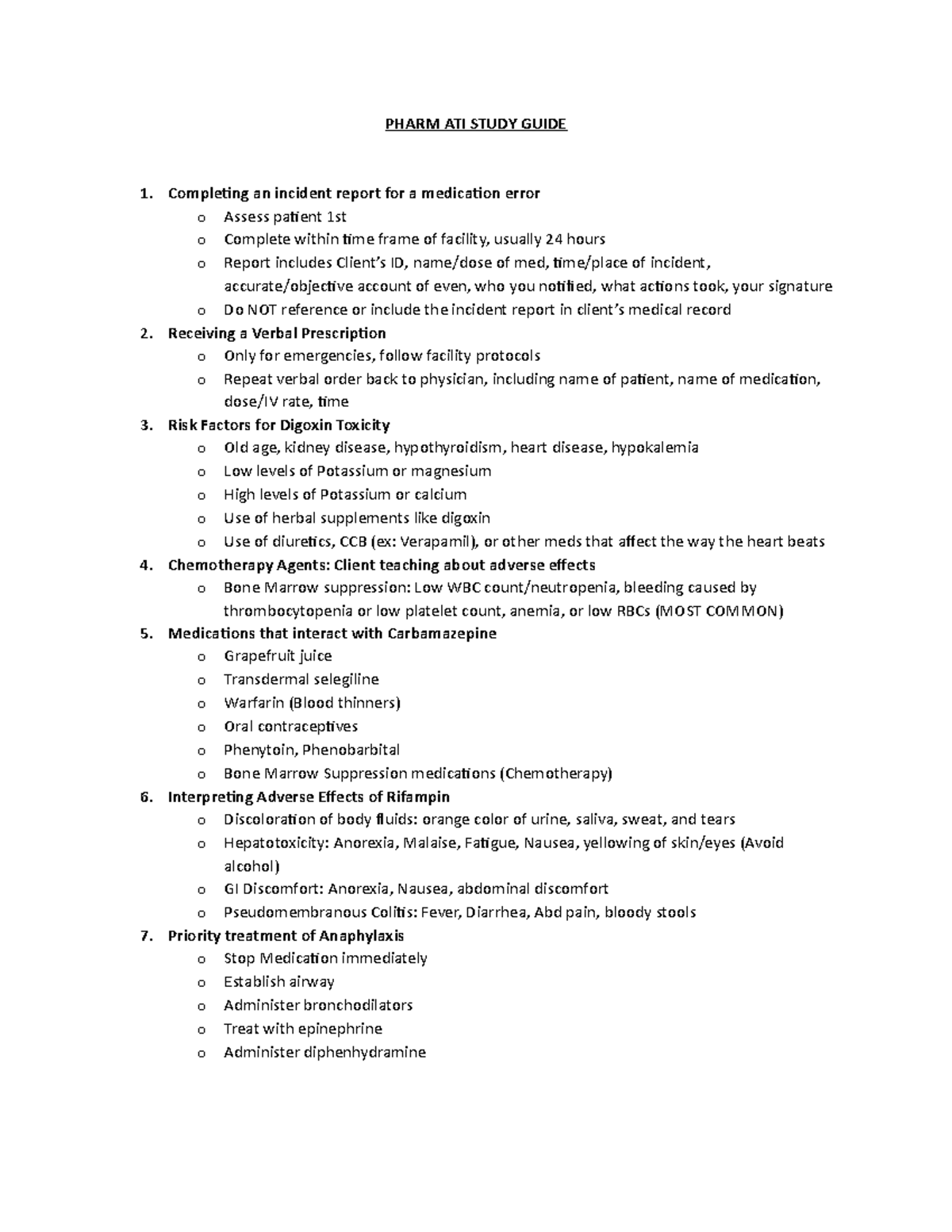 Pharm ATI Study Guide - PHARM ATI STUDY GUIDE Completing an incident ...