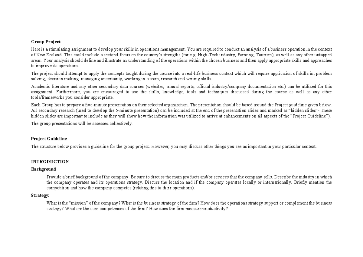 Group Project Guideline and Assessment Criteria - Group Project Here is ...