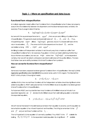 Topic 2 - Basic Regression Analysis with Time Series Data - Temporal ordering of observations ...