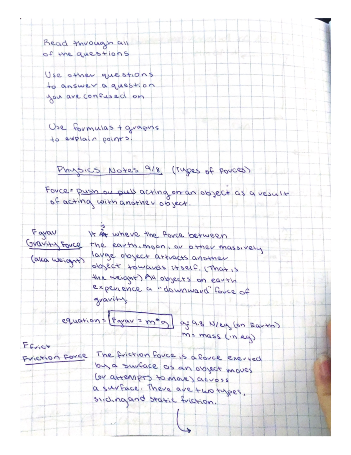 To Answer A Question Lecture Summary Notes Of Physics 101 Course