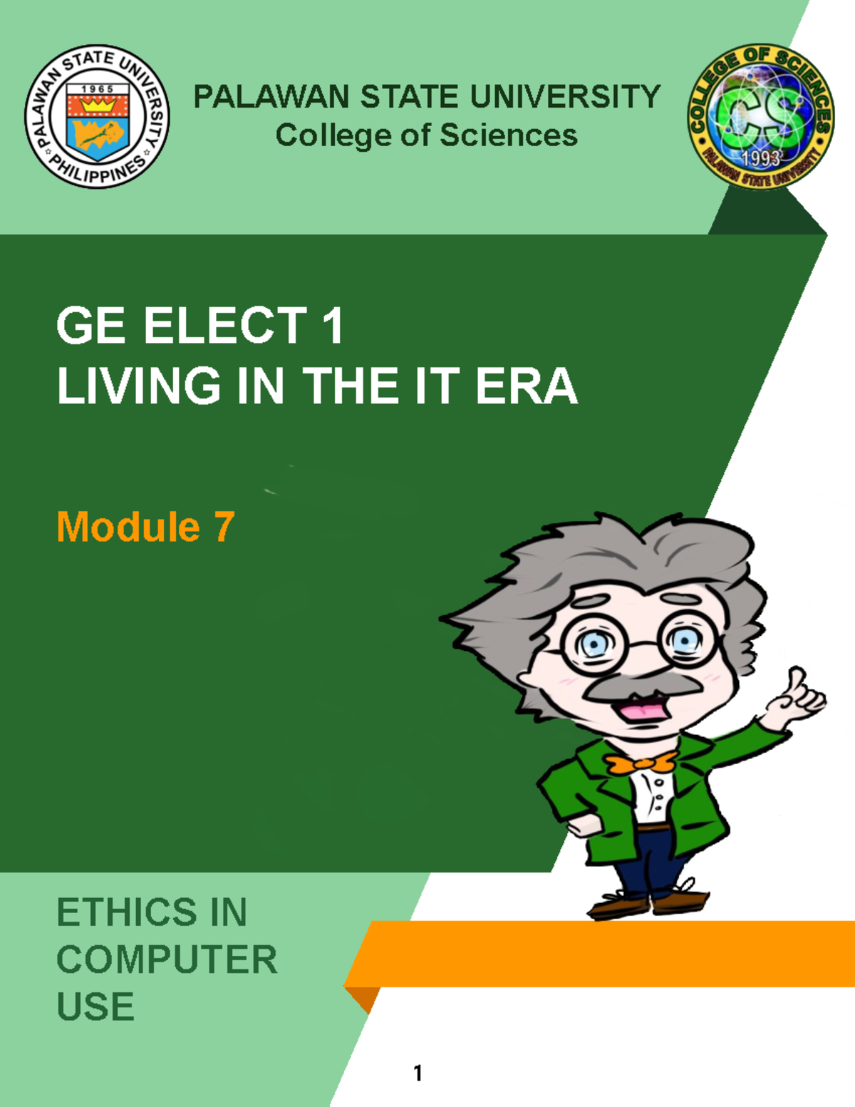 Ethics in Computer Use - GE ELECT 1 LIVING IN THE IT ERA Module 7 ETHICS IN COMPUTER USE PALAWAN ...