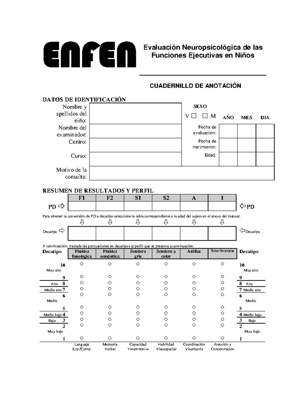 Enfen-cuadernillo compress - ENFEN Evaluación Neuropsicológica de las ...