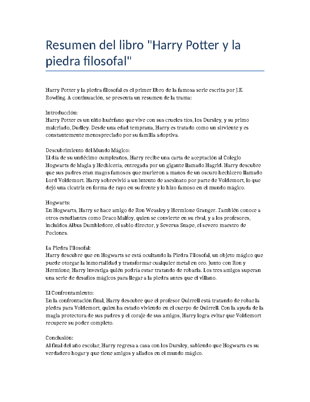 Resumen Harry Potter y la piedra filosofal - Resumen del libro "Harry ...