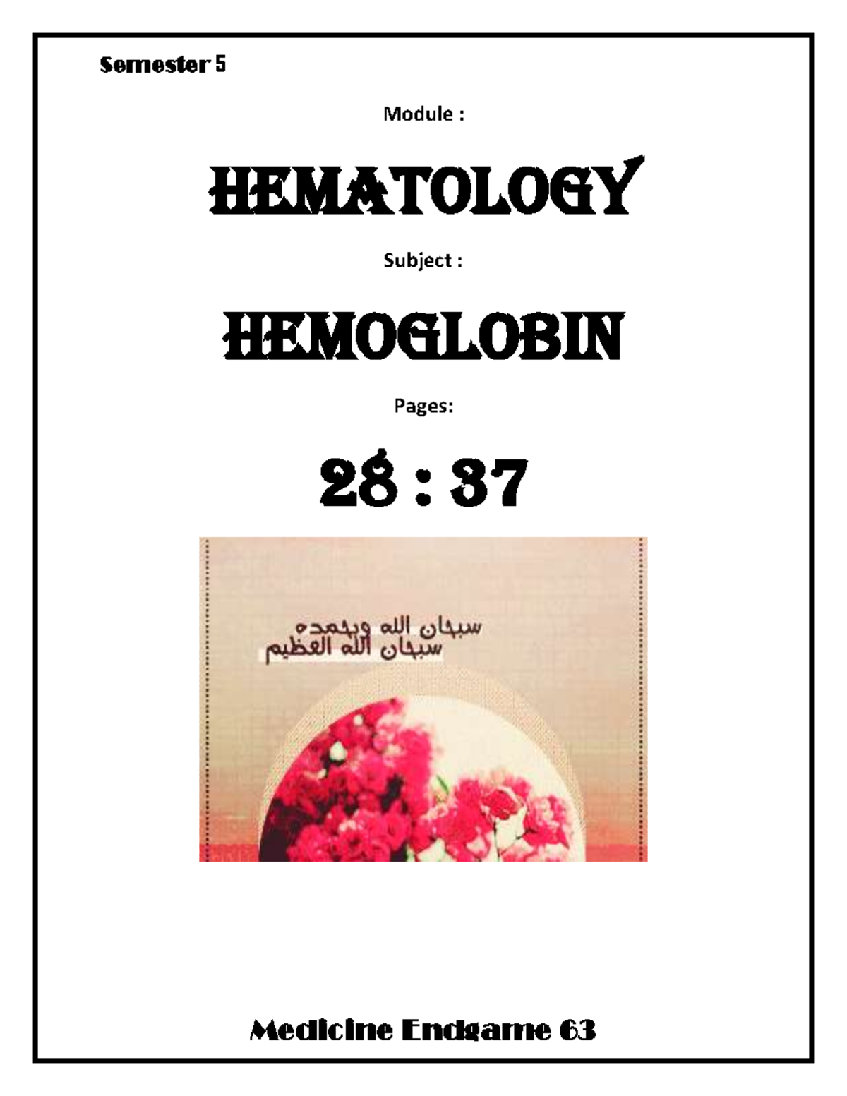Hb - physiology pathology - Module : hematology Subject : Hemoglobin ...