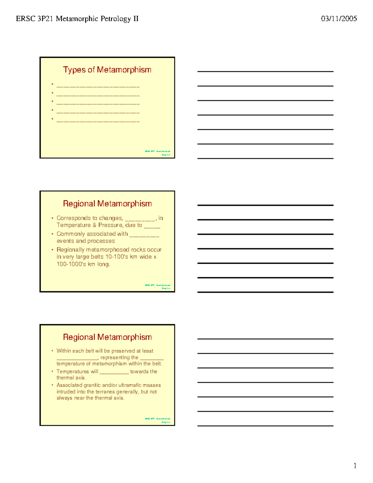 Metamorphic III - Lecture notes - ERSC 3P21 - Brock University Greg ...