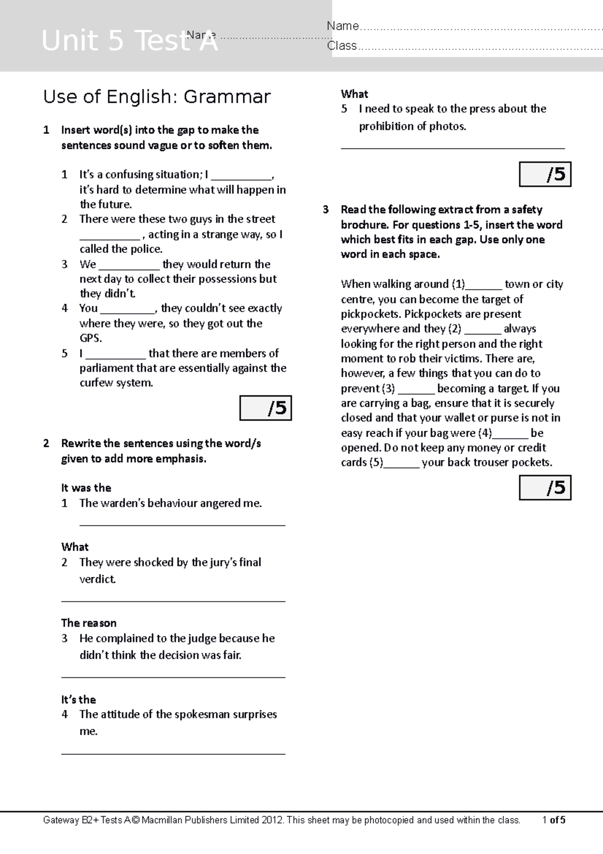 347696194 Gateway B2 Test Unit 5 A doc - Name