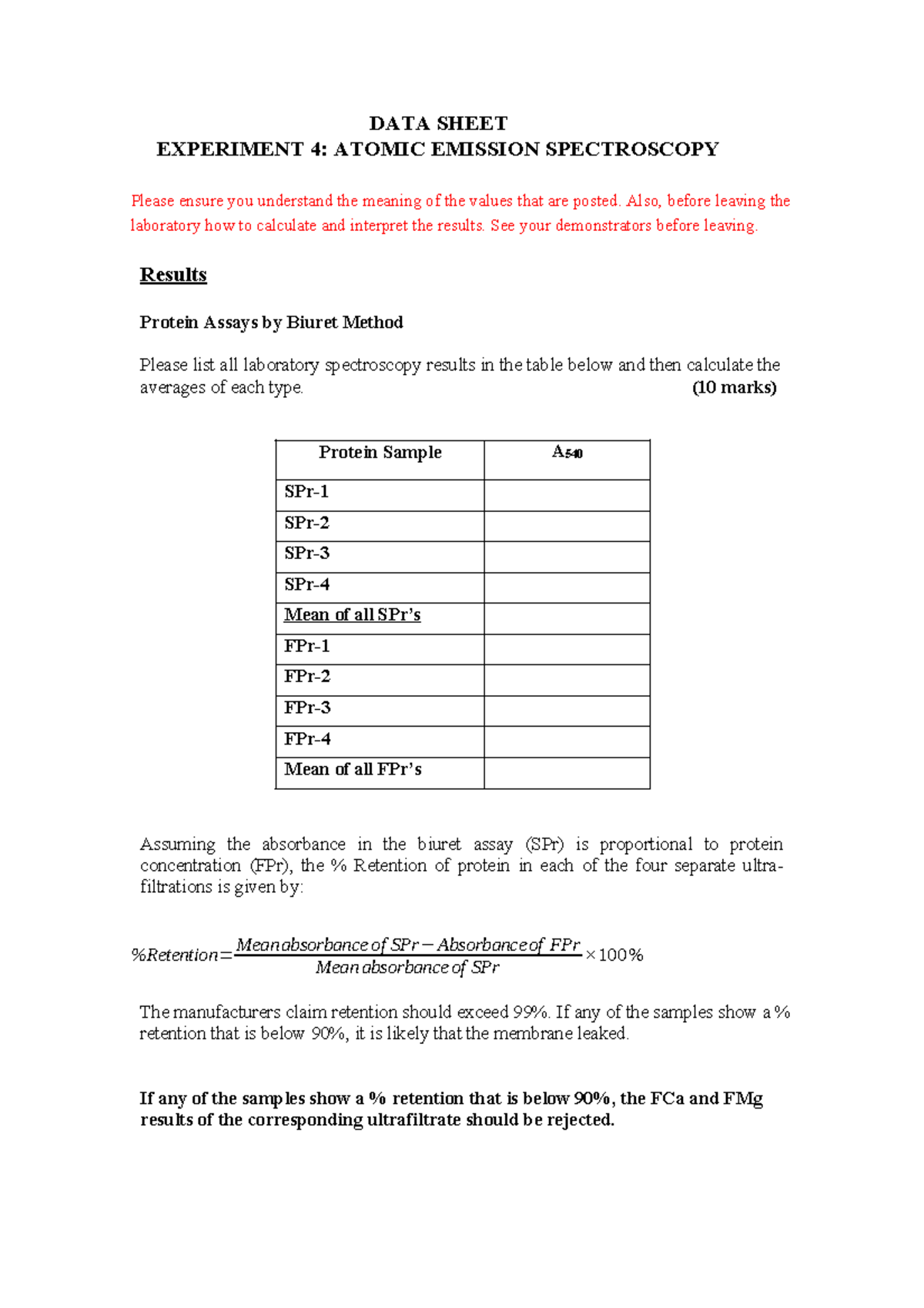 2024 AES Data Sheet - DATA SHEET EXPERIMENT 4: ATOMIC EMISSION ...