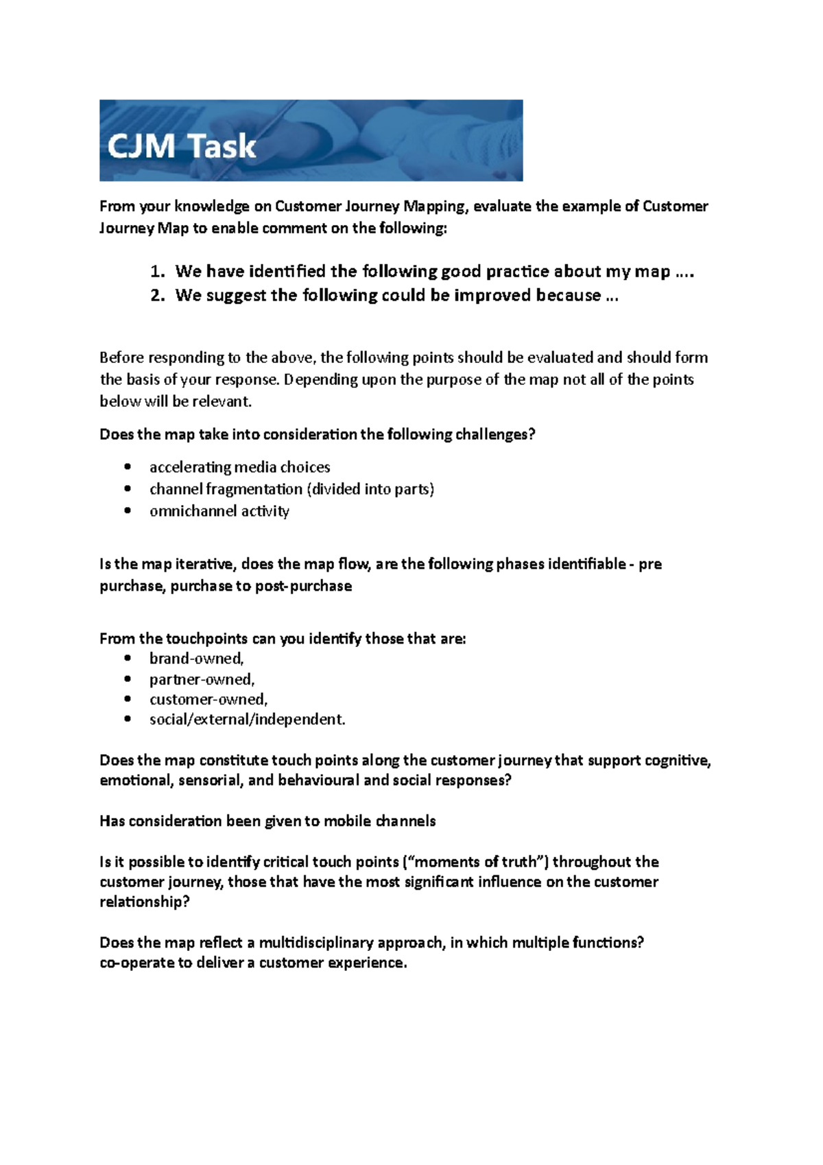 CJ Maps Evaluation Task and Responses-1 - From your knowledge on ...