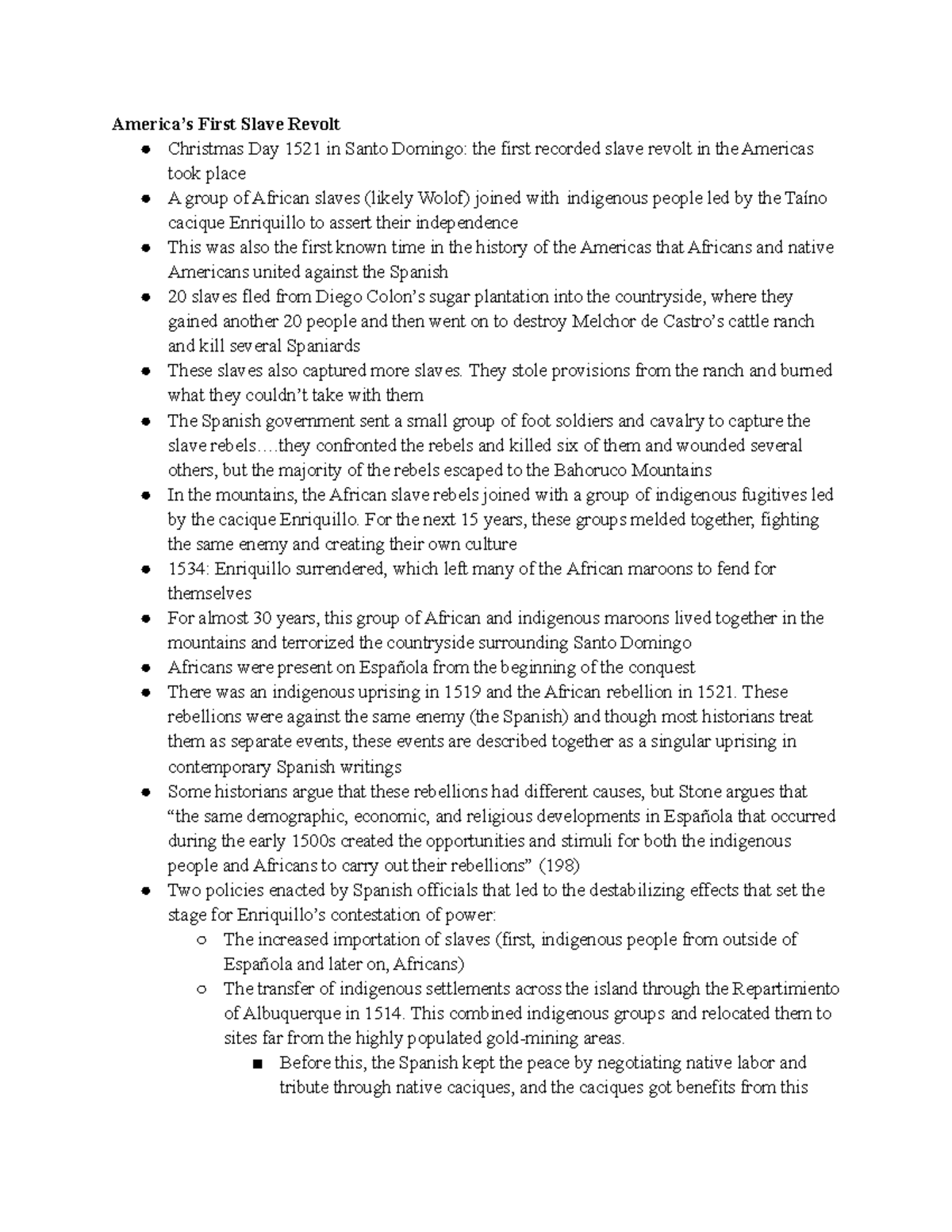 America's First Slave Revolt notes - America’s First Slave Revolt ...