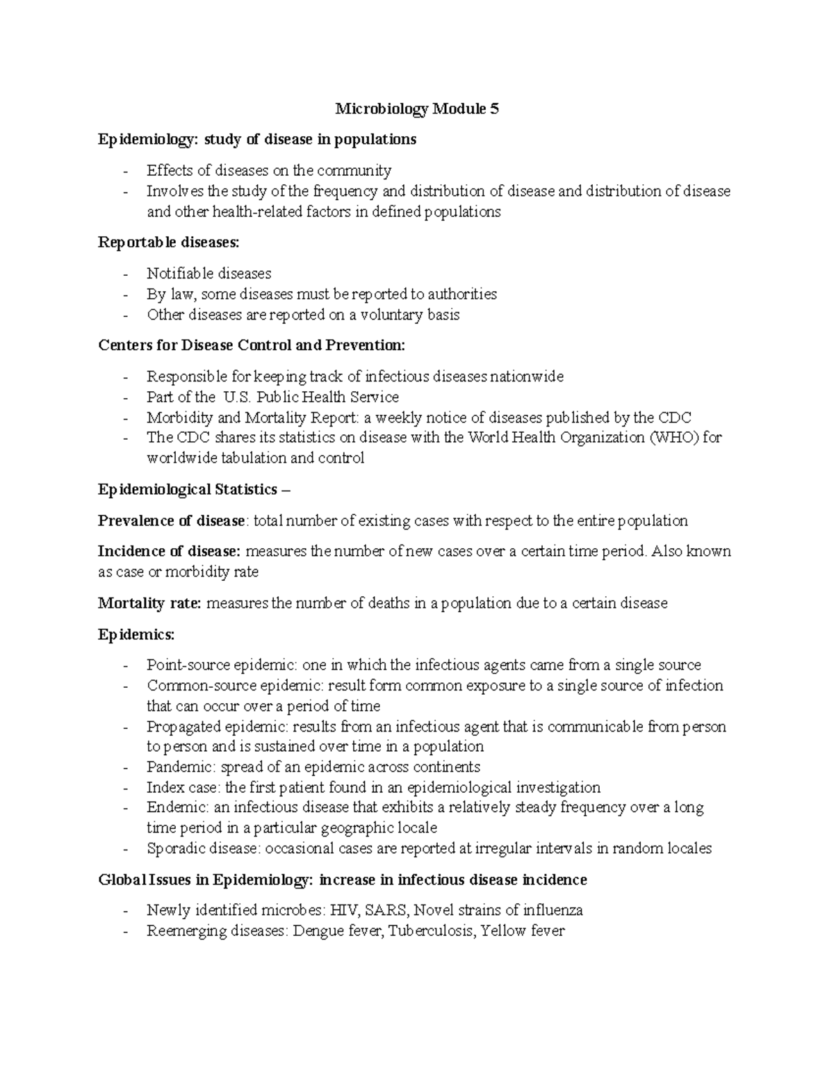 Mod. 5 Lecture - Microbiology Module 5 Epidemiology: study of disease ...