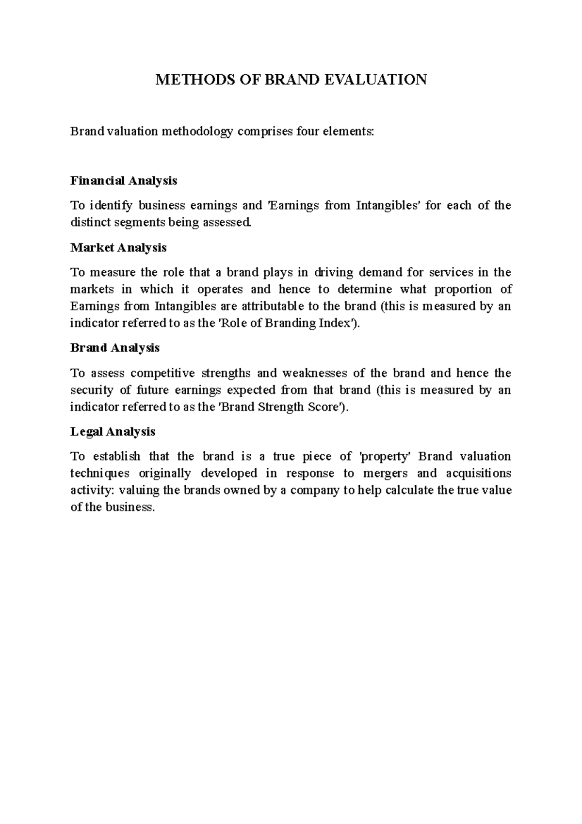 Methods OF Brand Evaluation 2 - METHODS OF BRAND EVALUATION Brand ...