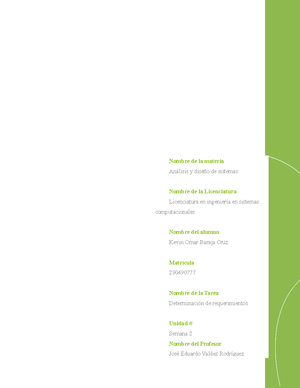 Actividad 2 Base de Datos - Base de Datos Nombre de la materia Base de Datos Nombre de la - Studocu
